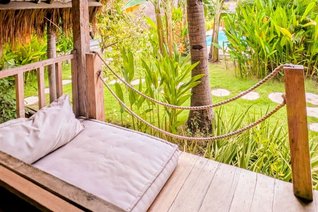 Quarto casal luxo, vista para o jardim | Terraço/pátio