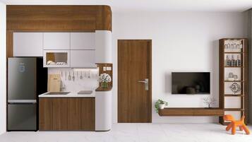 Apartamento standard | Cozinha privada | Frigobar, cooktop