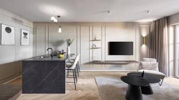 Apartamento | Cofre no quarto, quartos insonorizados, Wi-fi grátis