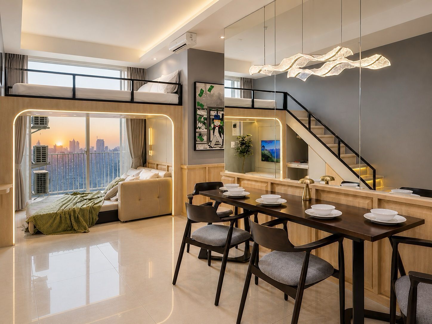Apartamento, 2 quartos, Vista para a cidade | Sala de estar | Smart TV de 43 polegadas com canais por cabo 