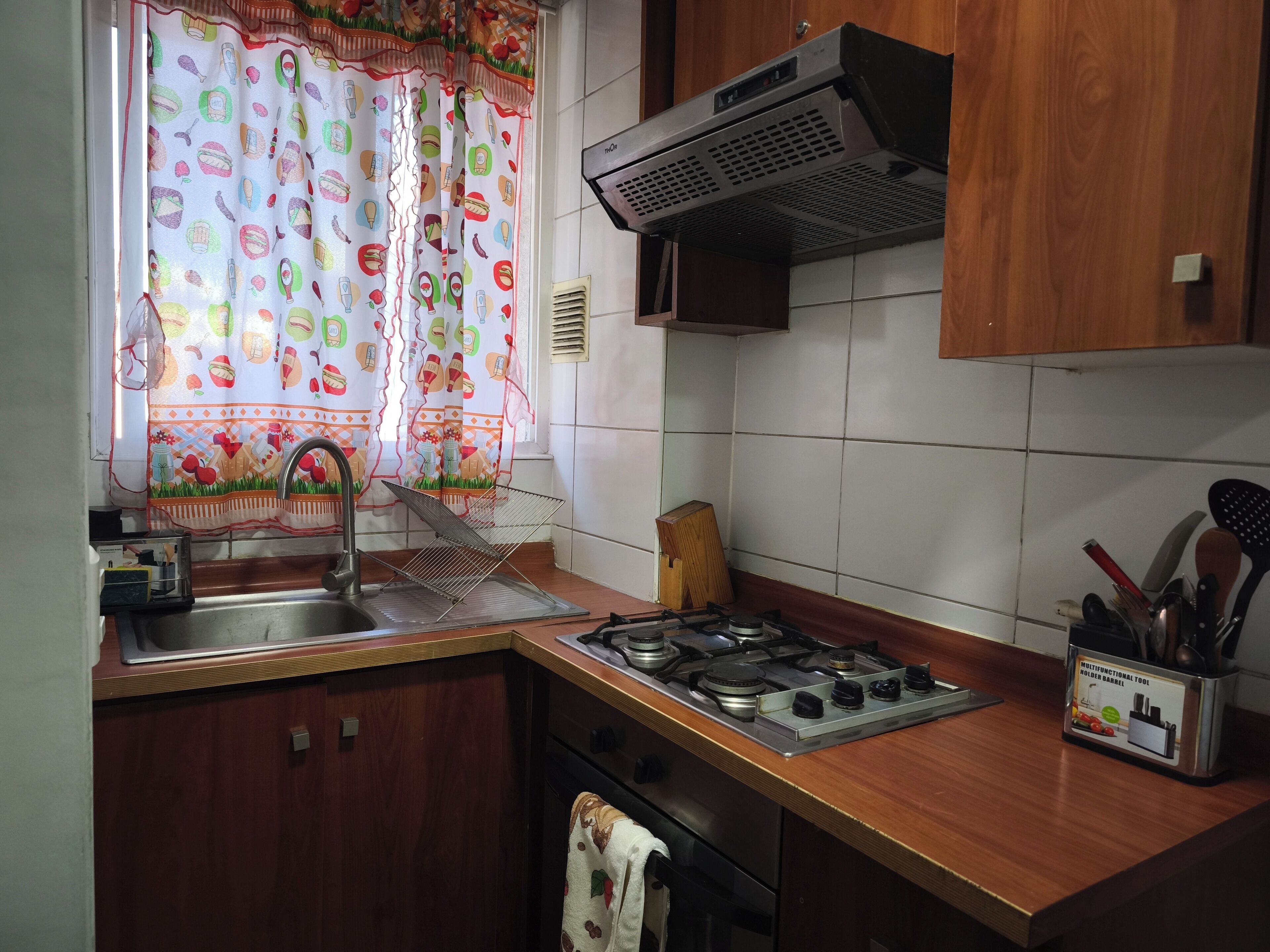 Apartamento clássico, sacada, vista para a cidade | Cozinha privada | Geladeira grande, micro-ondas, fogão, lava-louças