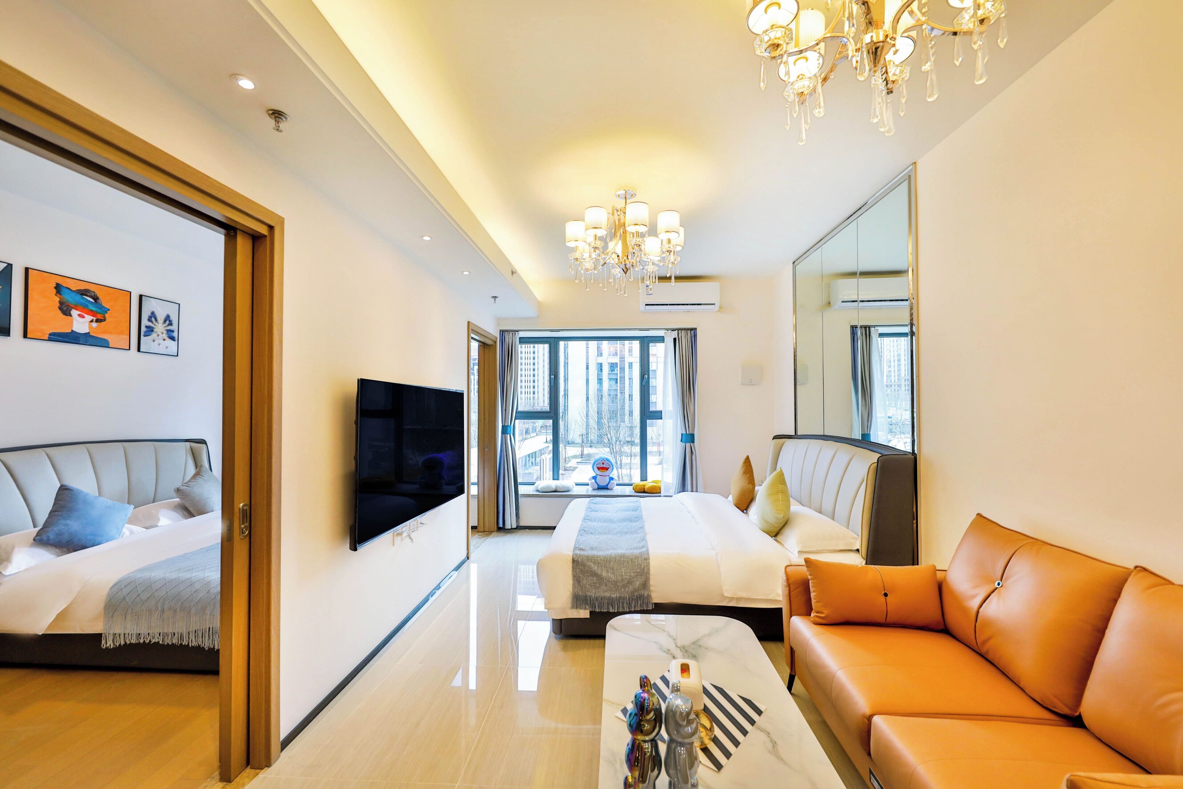 Quarto duplo elite, vista para a cidade | Sala de estar