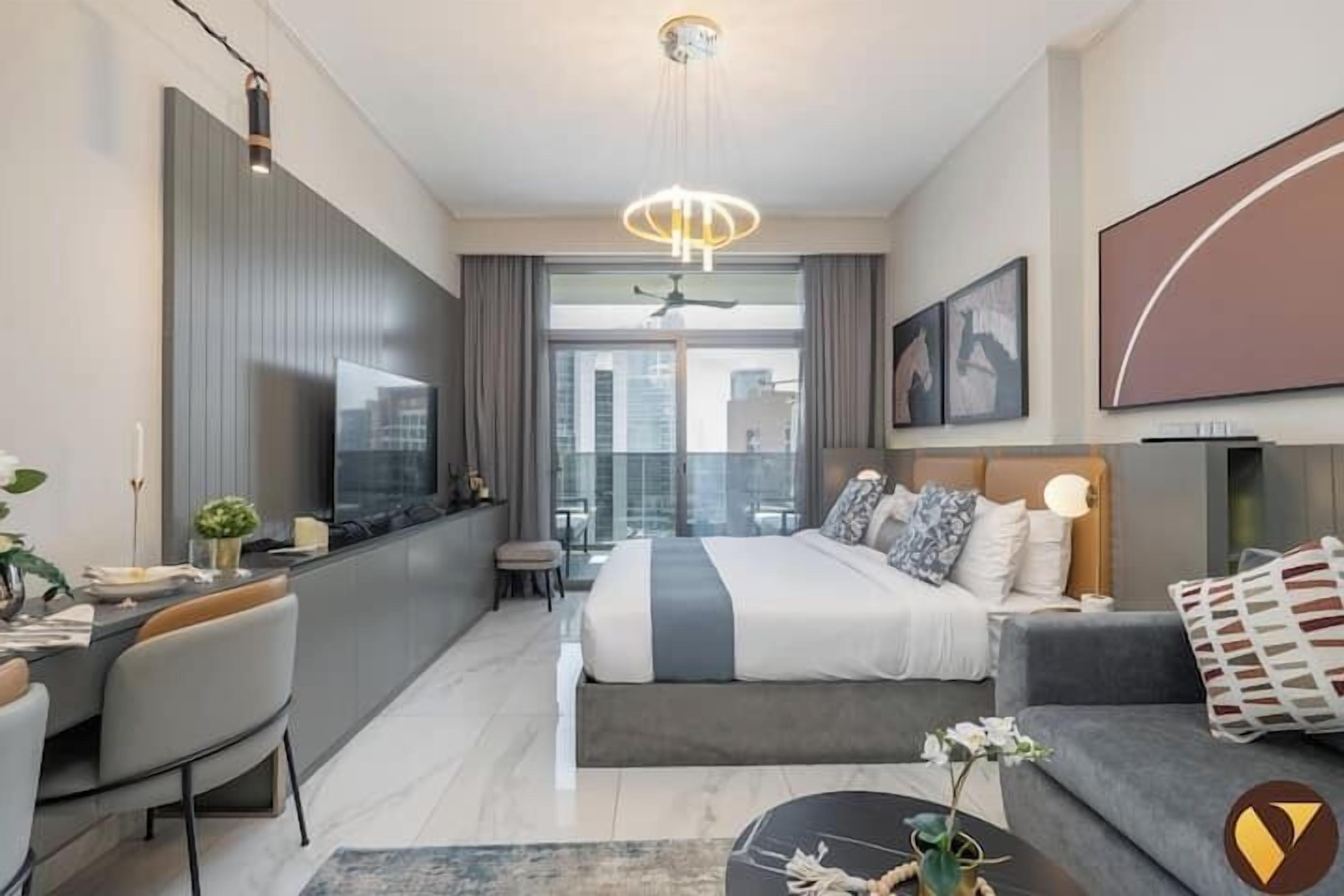 Estúdio de Luxo, varanda, Vista para a cidade | Lençóis de algodão egípcio, roupa de alta qualidade, cofre no quarto 