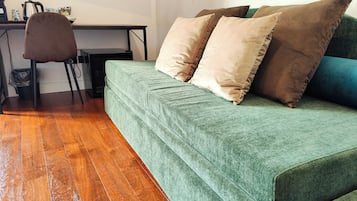 Suite Júnior, varanda, vista para o mar | Sala de estar