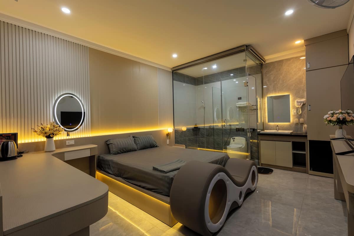 Estúdio em estilo japonês, 1 cama Queen, vista para o resort | Escrivaninha, Wi-Fi de cortesia