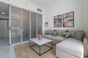 Apartamento de Luxo, varanda, Vista para a cidade | Sala de estar