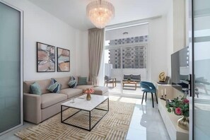 Apartamento de Luxo, varanda, Vista para a cidade | Sala de estar
