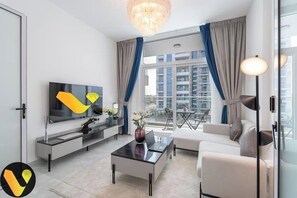 Apartamento de Luxo, varanda, Vista para a cidade | Sala de estar