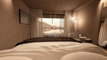 Double room with a balcony and lake view