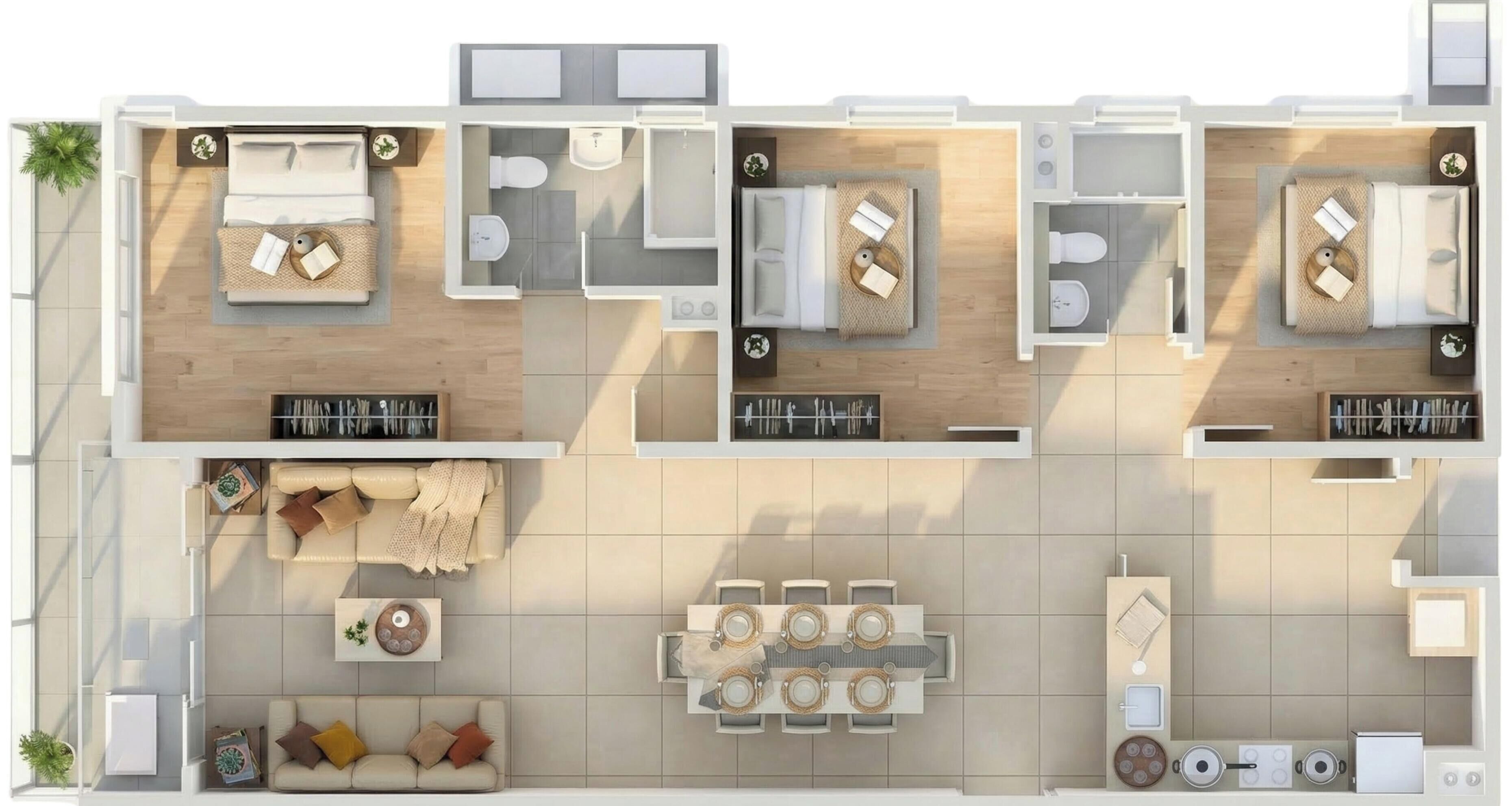 Apartamento Standard, 3 quartos