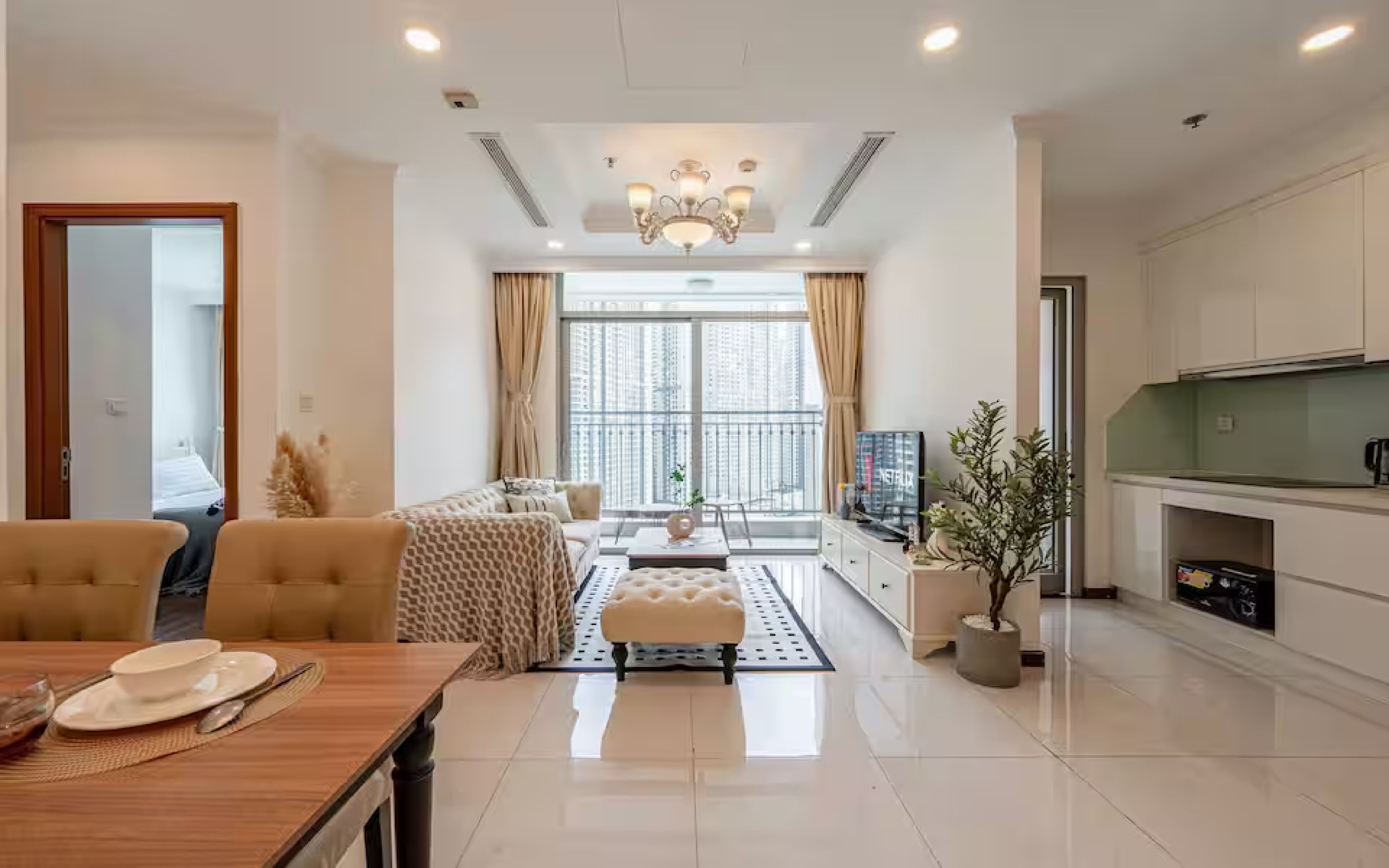 Apartamento de Luxo, 2 quartos, cozinha, Vista para a cidade | Sala de estar