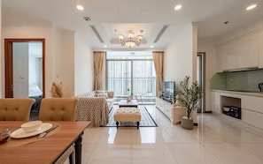 Apartamento de Luxo, 2 quartos, cozinha, Vista para a cidade | Sala de estar