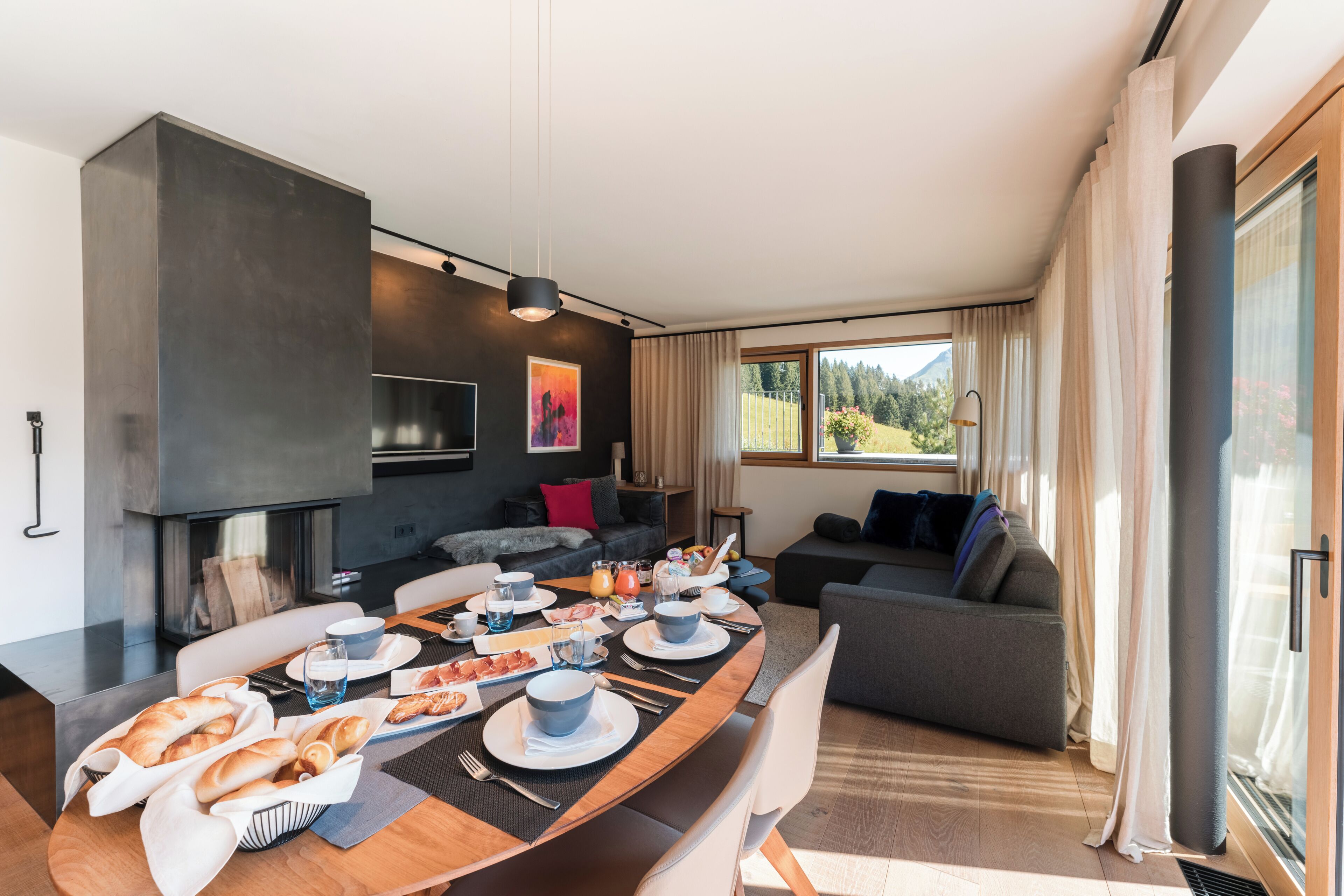 Apartamento, 1 quarto, terraço, vista para a montanha | Sala de estar