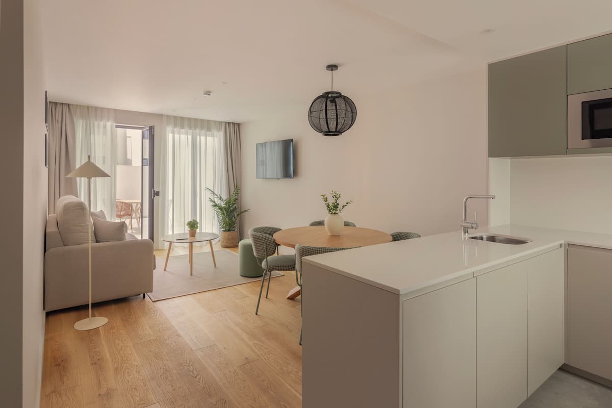 Apartamento, 1 quarto, terraço | Cozinha privada | Uma cafeteira/bule, um frigorífico, um micro-ondas 