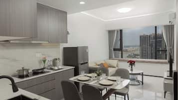 Apartamento Exclusivo, varanda, Vista para a cidade | Secretária, secretária adequada para computadores portáteis