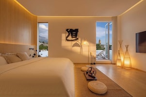 Quarto casal superluxo, vista para a montanha | Cortinas blackout, quartos à prova de som, ferros/tábuas de passar roupa