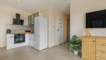 Apartment (4) | Cozinha privada | Geladeira, cooktop, chaleira elétrica