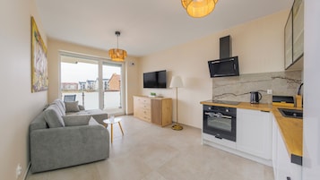 Apartamento (5) | Cozinha privada | Um frigorífico, uma placa de cozinha, uma chaleira elétrica 