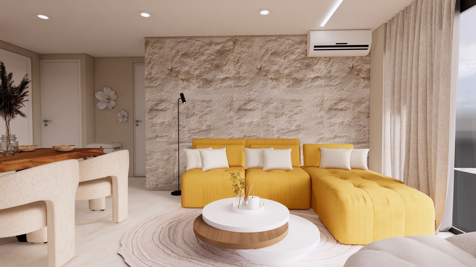 Apartamento superluxo, sacada, vista para a cidade | Área de estar