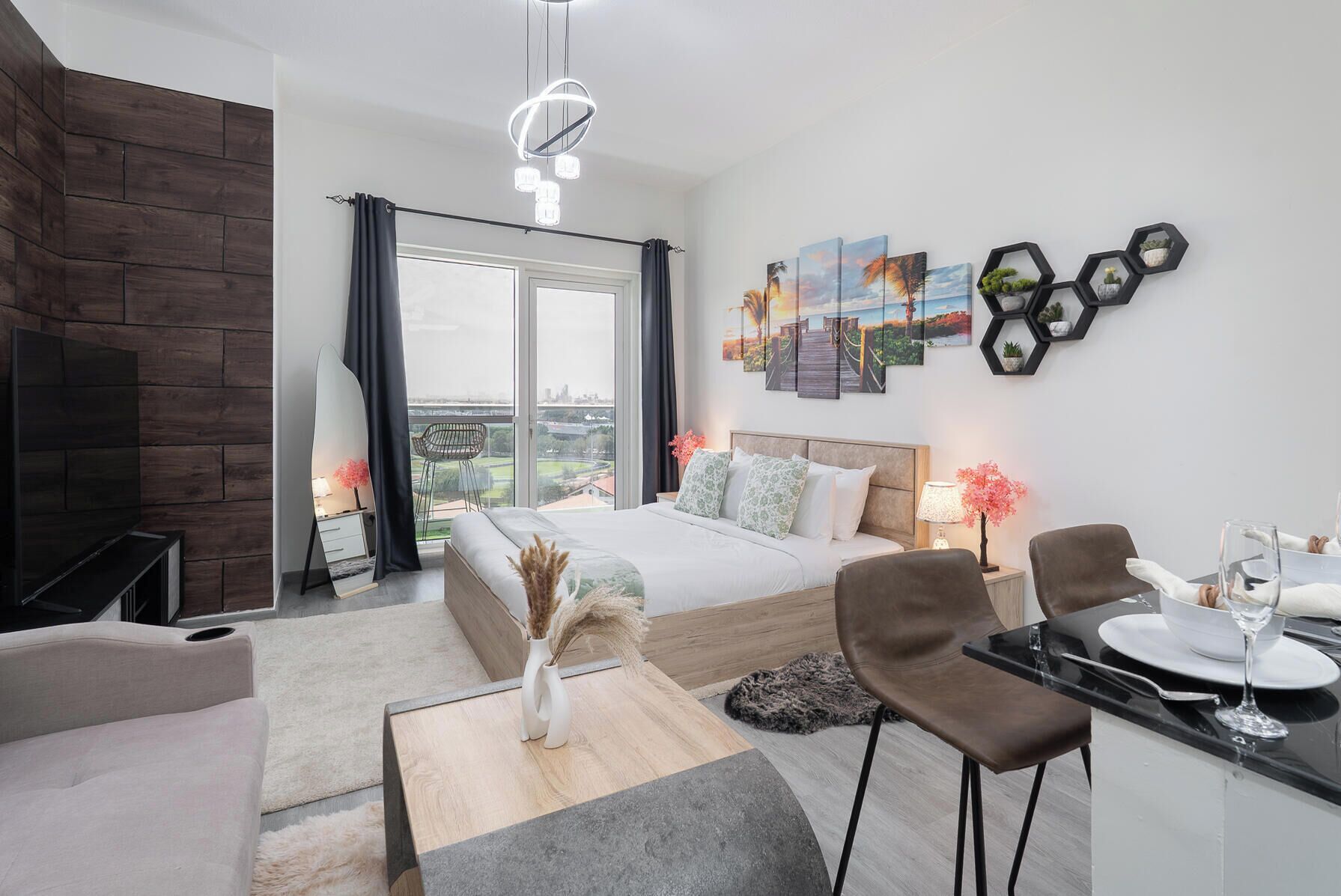 Estúdio superluxo, sacada, vista para a cidade | Área de estar