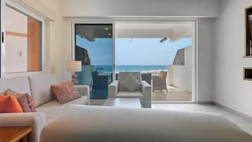 Apartamento Deluxe, varanda, vista para o oceano | Sala de estar