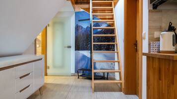 Apartamento, 1 quarto | Cozinha privada | Um frigorífico, um micro-ondas, uma placa de cozinha