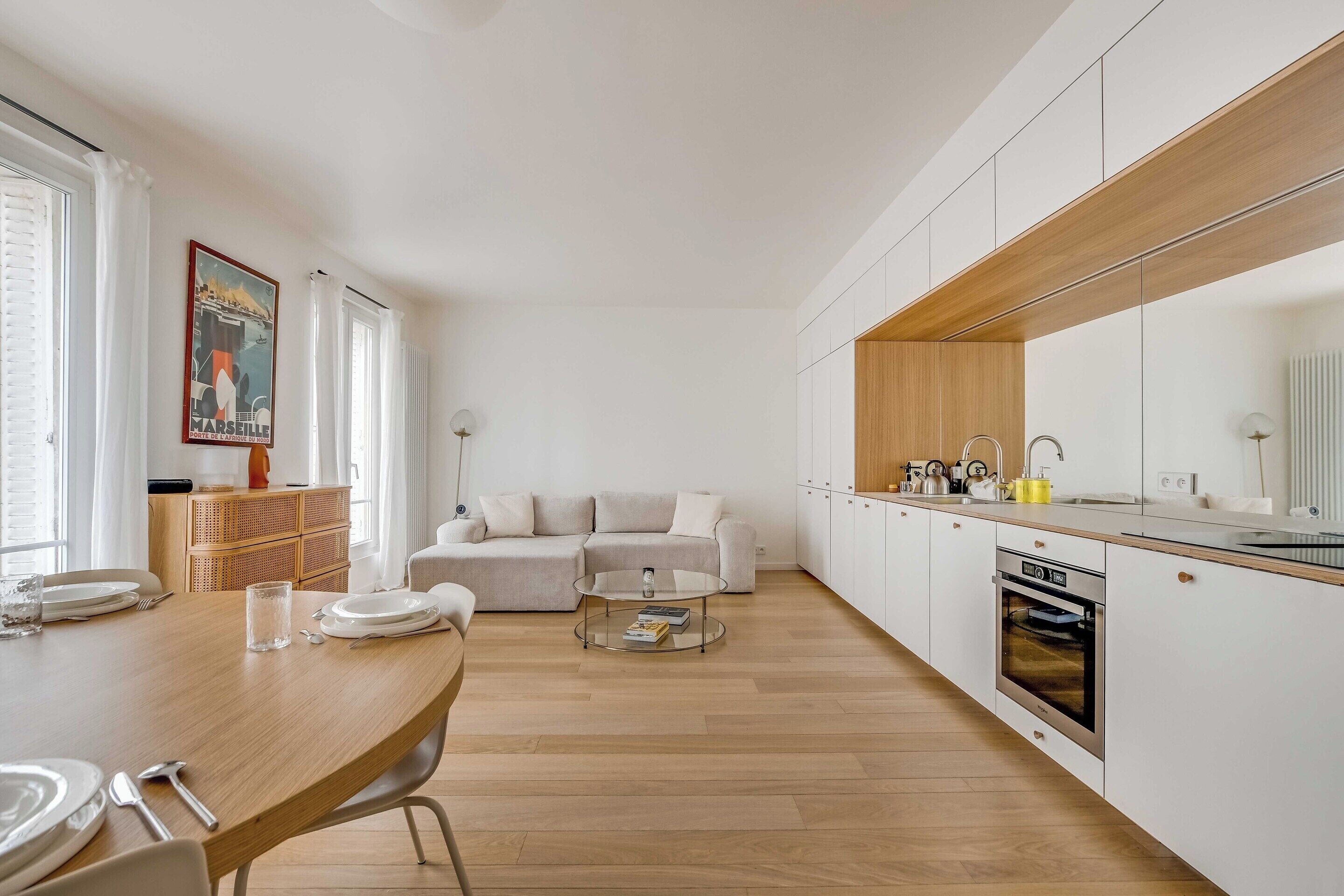 Apartamento | Cozinha privada | Um frigorífico, um micro-ondas, um forno, uma placa de cozinha 