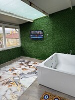Penthouse Deluxe, varanda, vista para o parque | Lençóis de algodão egípcio, roupa de alta qualidade, edredões de penas 