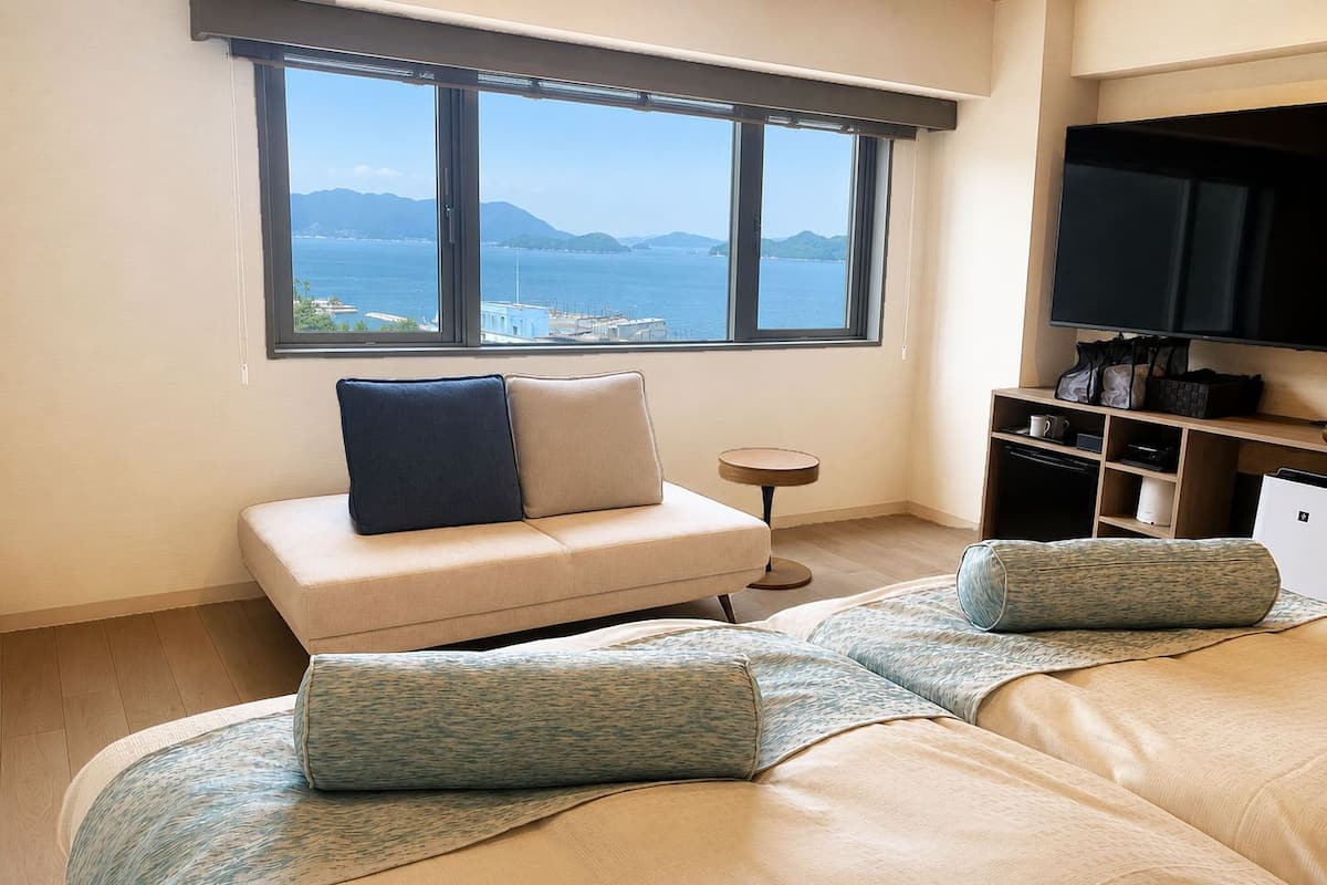 Quarto Twin Superior, vista para o oceano (Japanese Modern, Semi-open-air bath) | Vista do quarto