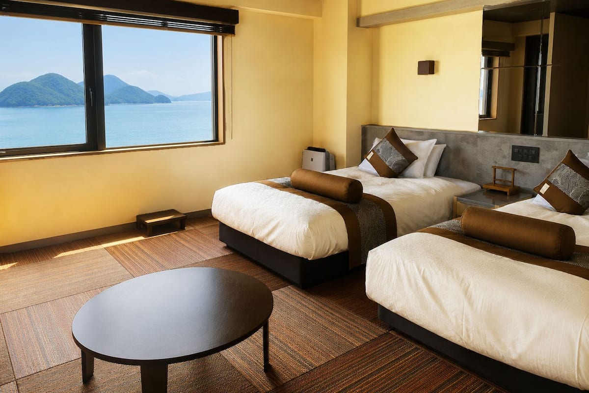 Suíte em estilo japonês, vista para o oceano (KazumiRei,Semi-open airbath) | Vista para a praia ou o mar