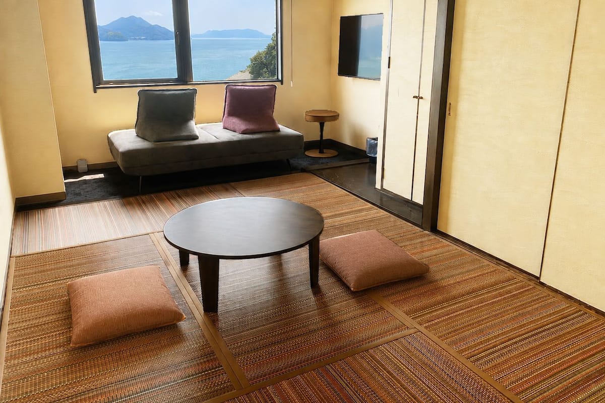 Quarto Familiar, vista para o oceano (KazumiRei,25sqm,6Tatami room,Hiroen) | Secretária, Wi-fi grátis, roupa de cama fornecida