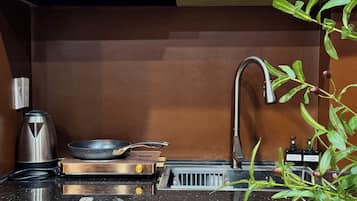 Suite-Estúdio Clássica, varanda, Vista para a cidade | Cozinha privada | Minifrigorífico, uma placa de cozinha, utensílios de cozinha