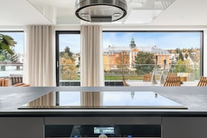 Apartamento Cidade | Cozinha privada | Um frigorífico, Especiarias, Produtos de limpeza, Rolo de cozinha