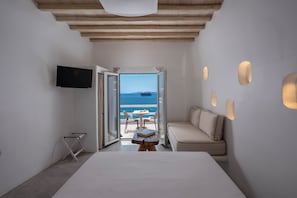 Sea View Suite with Balcony | Roupas de cama de algodão egípcio, roupas de cama premium