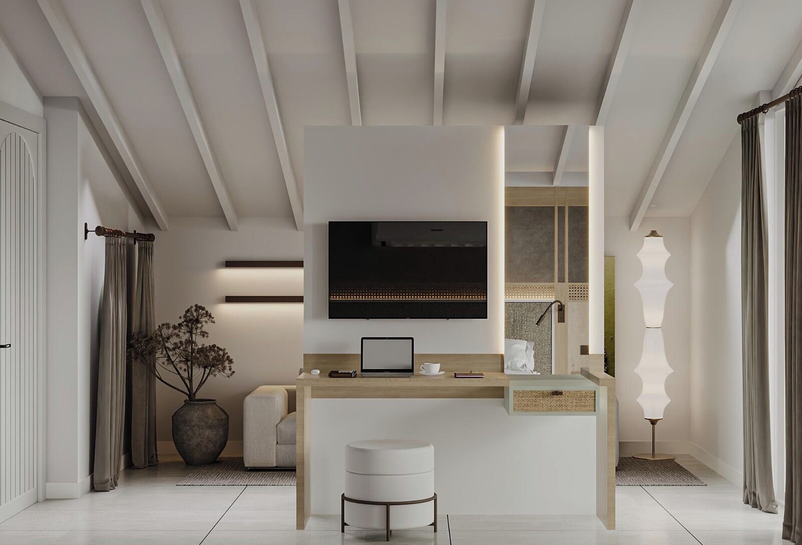 Quarto Panorâmico, 1 cama de casal, varanda, vista para o mar | Wi-fi grátis, roupa de cama fornecida 