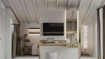 Quarto Panorâmico, 1 cama de casal, varanda, vista para o mar | Wi-fi grátis, roupa de cama fornecida