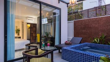 Suite, varanda, Vista para a cidade | Lençóis de algodão egípcio, roupa de alta qualidade, edredões de penas