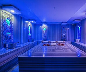 Salas para tratamentos a dois, sauna seca, sauna a vapor