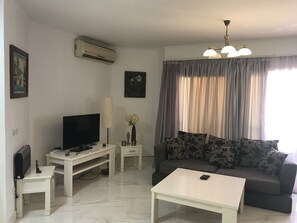 Standard Apartment, 1 Bedroom,311 | Área de estar | TV 32 polegadas com canais via satélite
