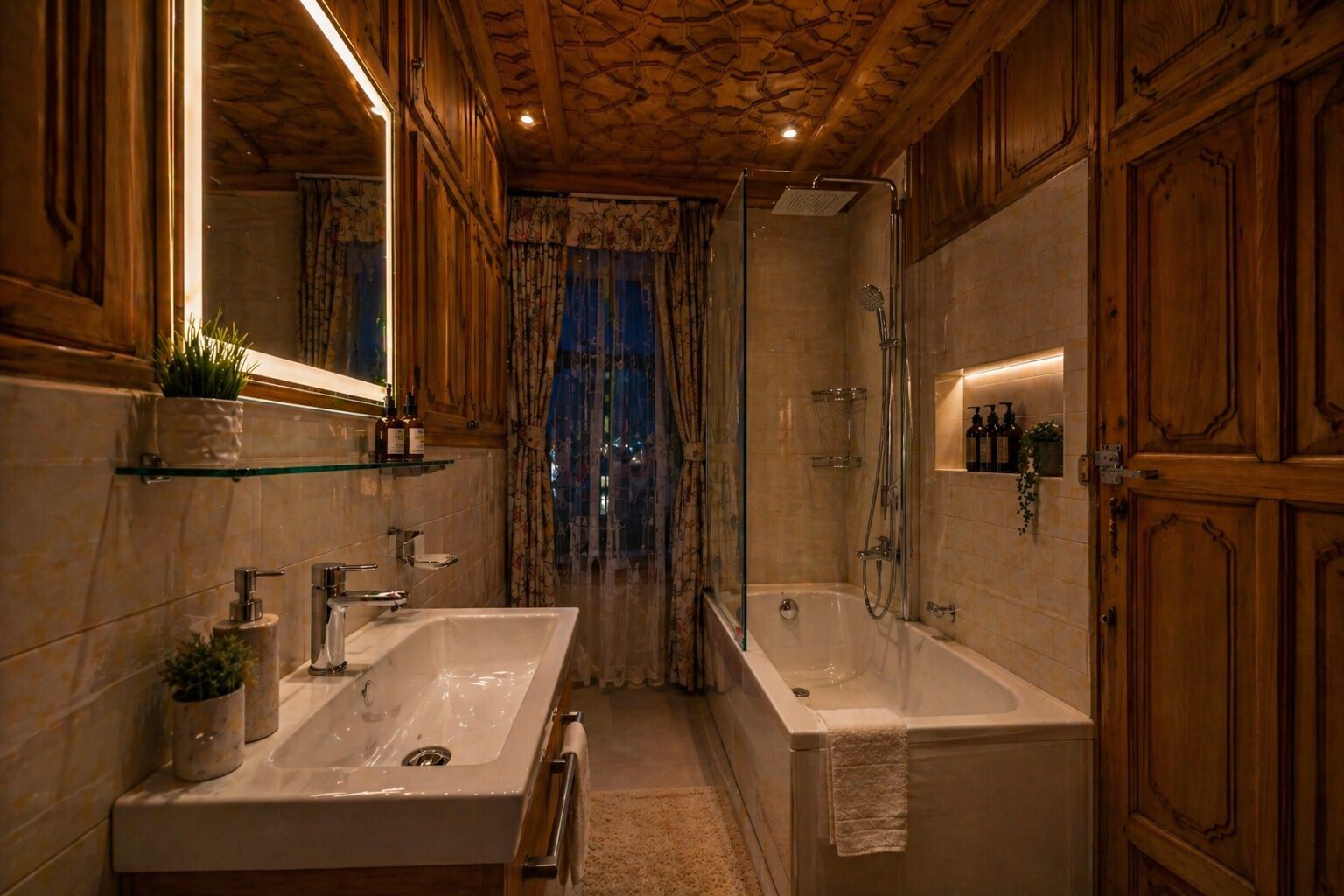 Quarto superior | Banheiro | Banheira e chuveiro separados, secador de cabelo, chinelos 