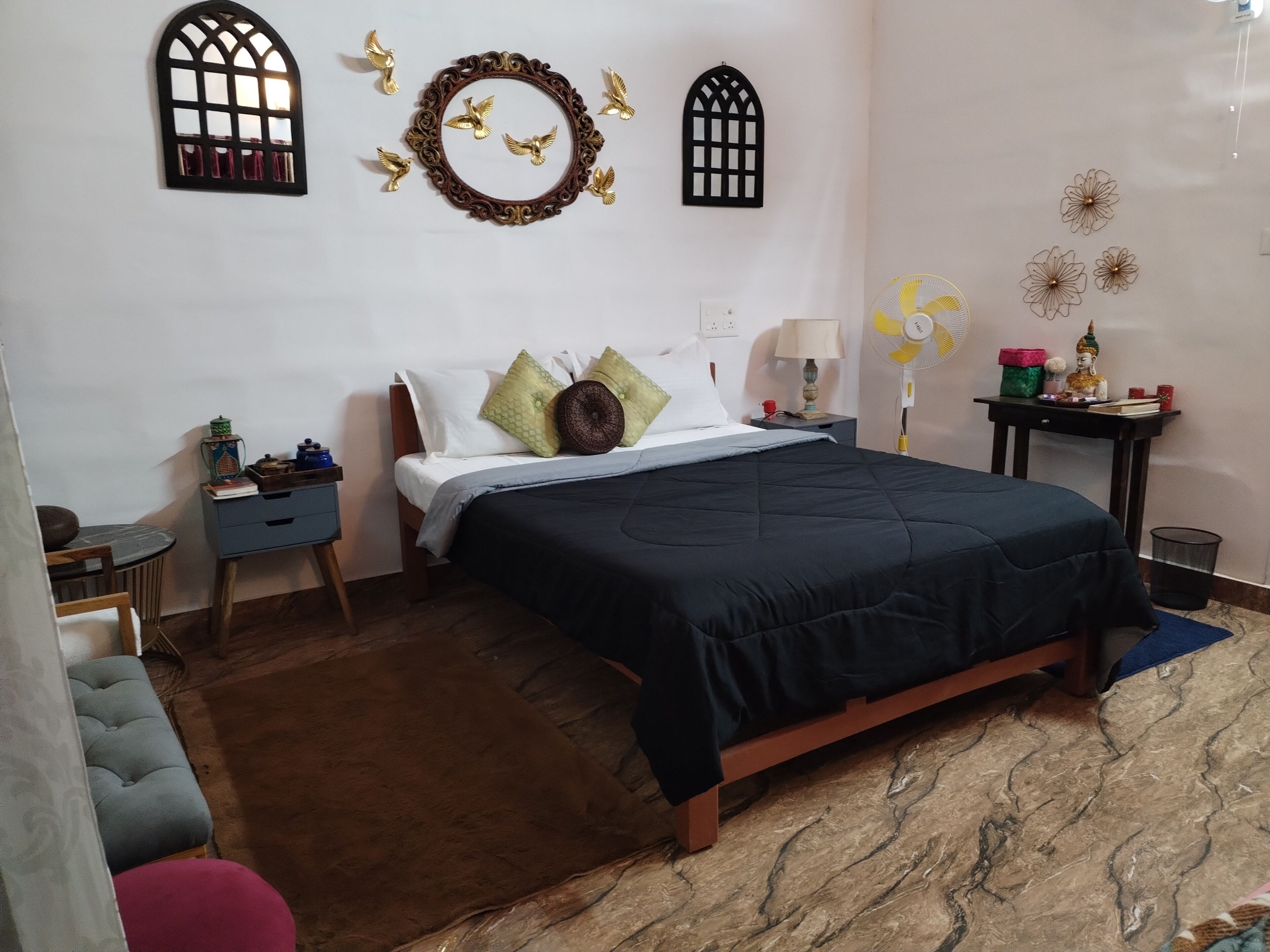 Quarto Duplo, 1 cama queen-size e sofá-cama, aceitam-se animais de estimação, vista para o jardim | Ferro/tábua de engomar 