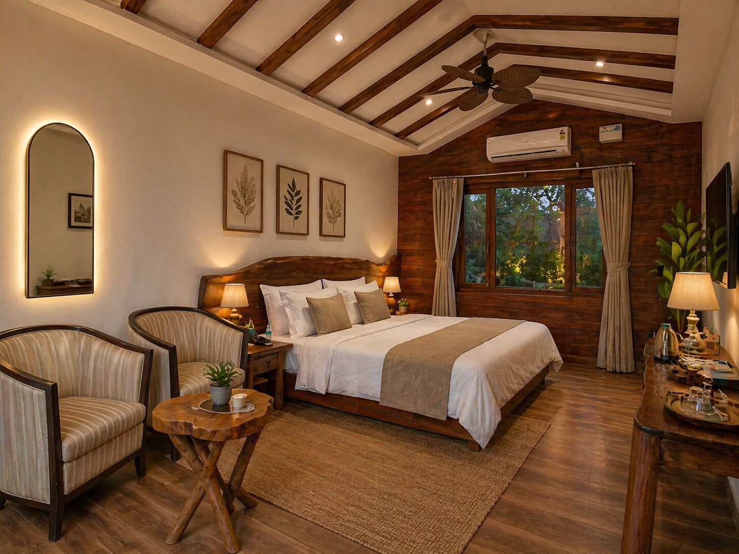 Casa de campo superluxo, sacada, vista para o jardim | Roupas de cama premium