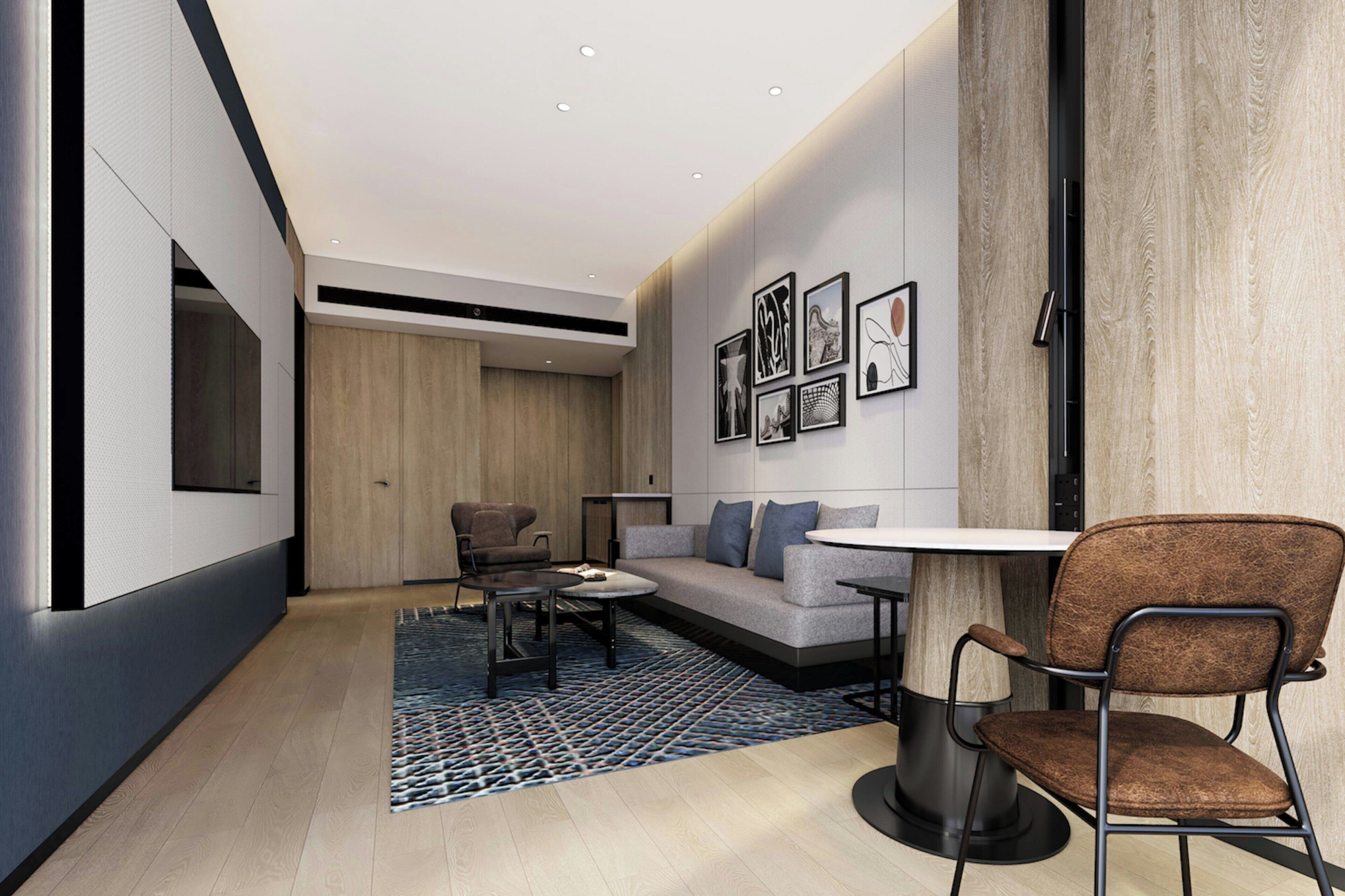 Suíte executiva, 1 cama King, vista para a cidade | Cofres nos quartos, individualmente mobiliados, escrivaninha