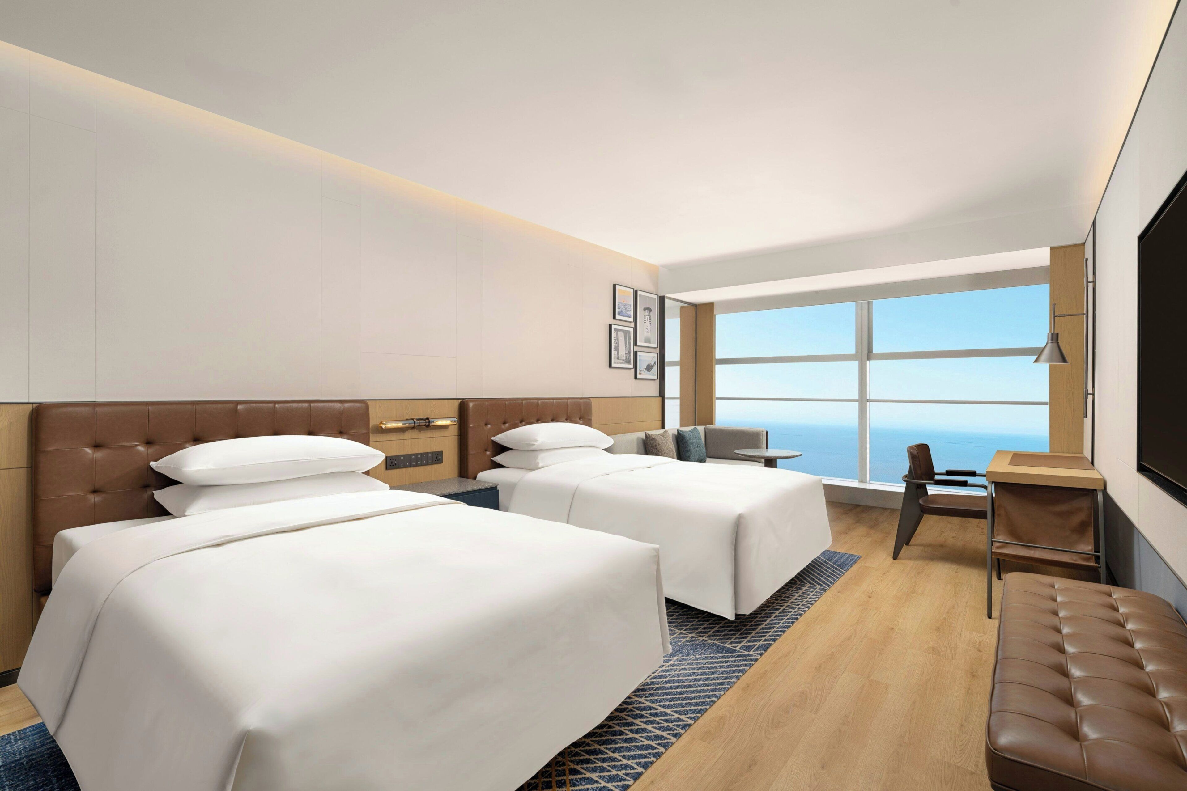 Quarto grand, 2 camas de casal, vista para o oceano