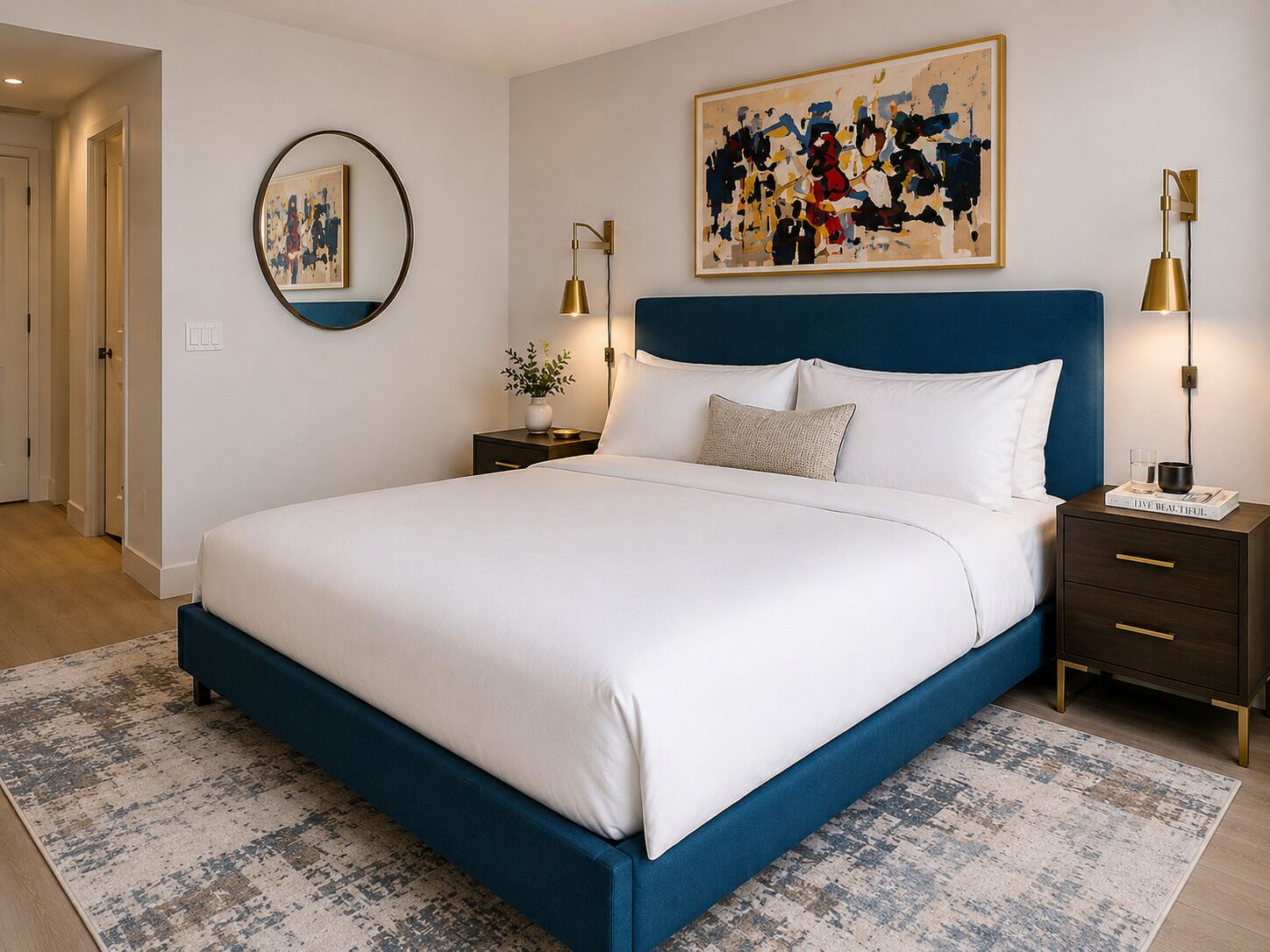 Apartamento luxo, 1 cama King e sofá-cama, cozinha americana | Roupas de cama antialérgicas, ferros/tábuas de passar roupa