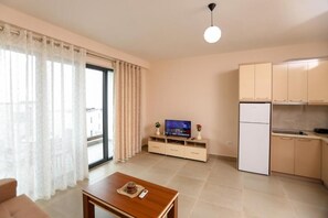 Apartamento Superior, varanda, vista para o mar | Sala de estar