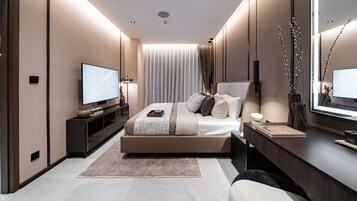 Suite Exclusiva, Vista para a cidade | Cofre no quarto, secretária, ferro/tábua de engomar, Wi-fi grátis