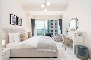 Apartamento de Luxo, 1 quarto, vista para o mar | Lençóis de algodão egípcio, roupa de alta qualidade, edredões de penas 
