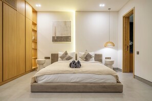 Villa Deluxe, 2 quartos, vista para a piscina | Lençóis de algodão egípcio, roupa de alta qualidade, cofre no quarto 