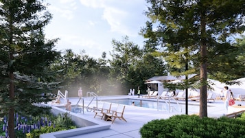 Piscina interna, piscina externa sazonal